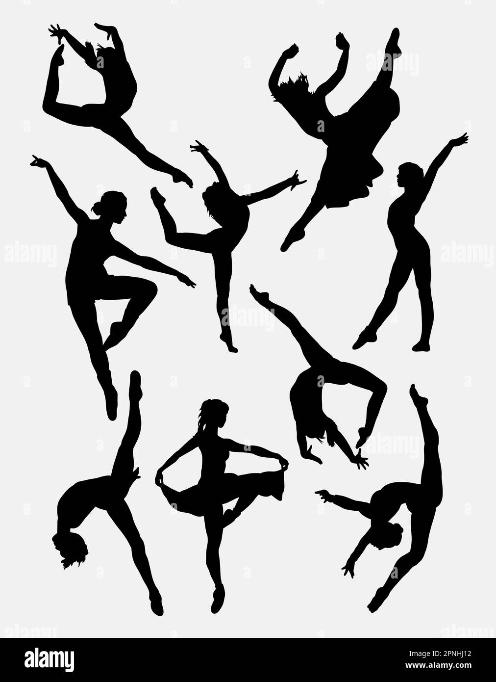 Traditional and modern dance. Male and female pose silhouette. Good use ...
