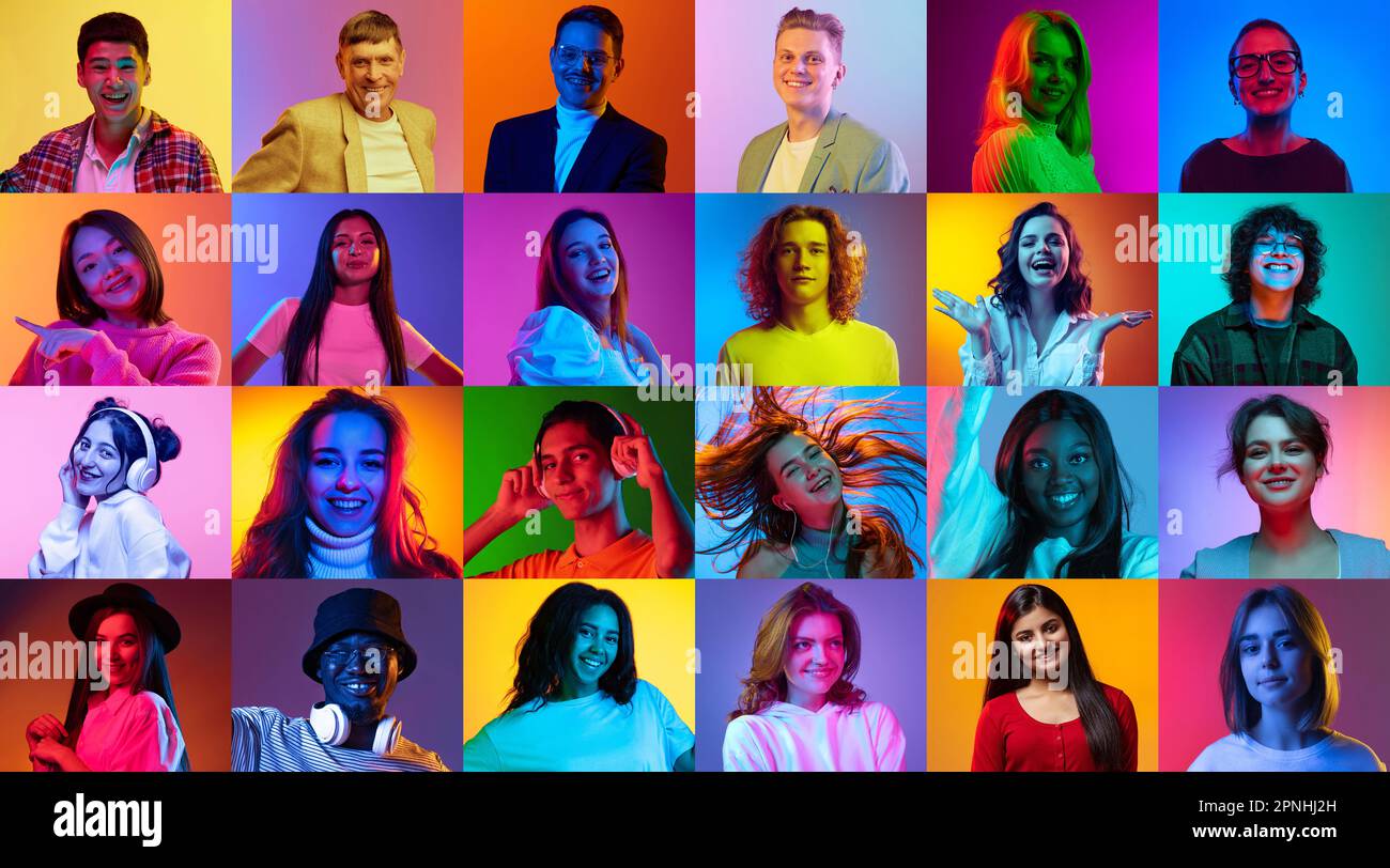 Collage made of different people of diverse age, gender, race and ...