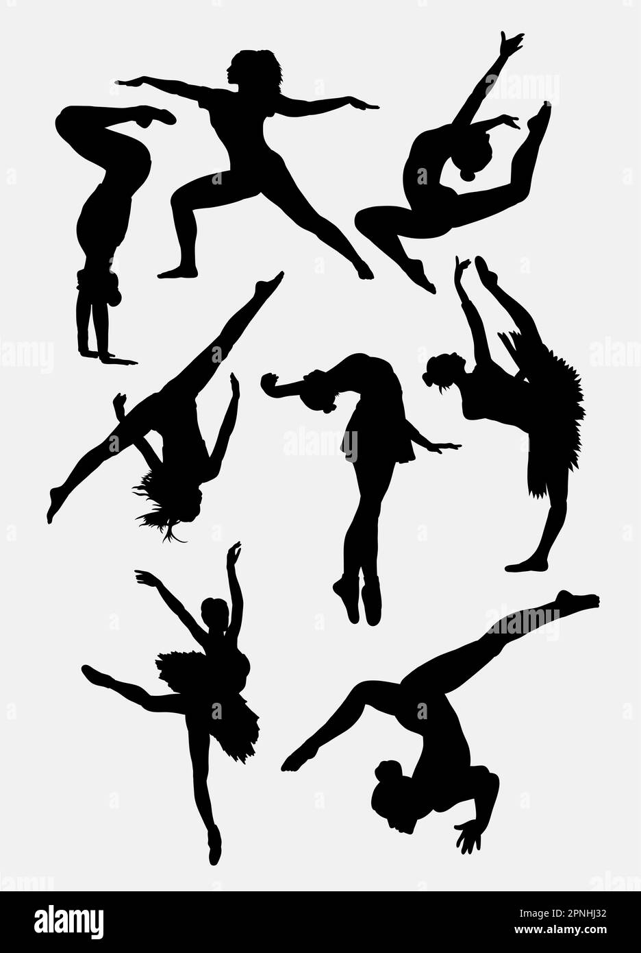 Traditional and modern dance. Male and female pose silhouette. Good use ...