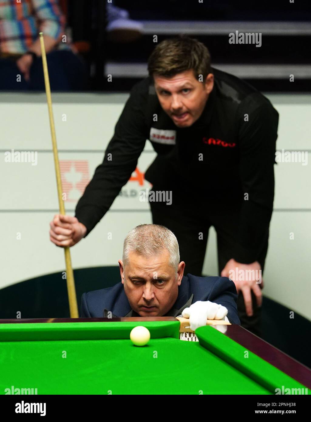Referee Paul Collier with Ryan Day during his match with Kyren Wilson ...
