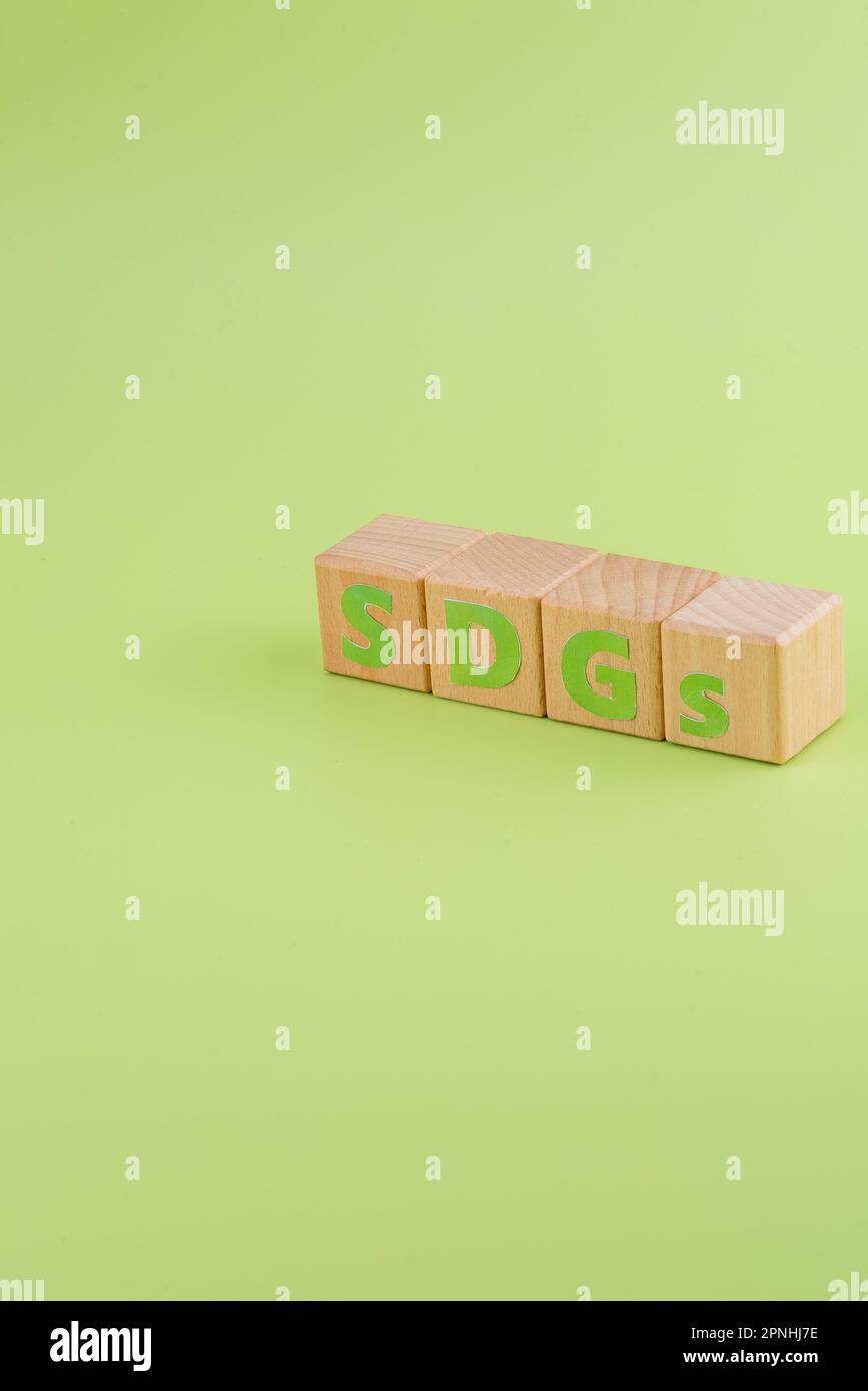 SDGs - sustainable development goals word concept on cubes Stock Photo ...