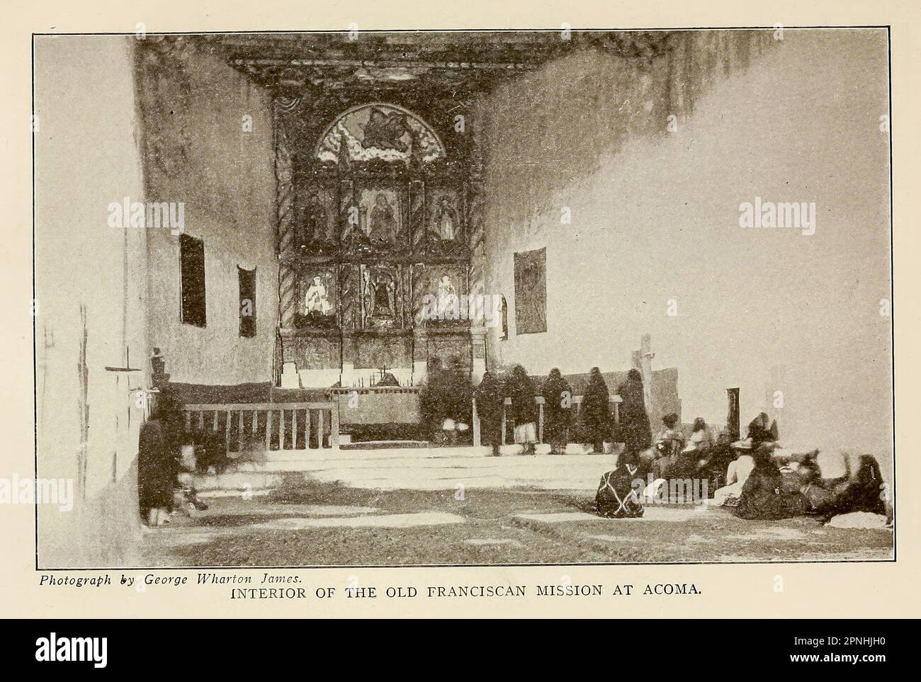 Interior of the Old Franciscan Mission at Acoma Pueblo from the book ...