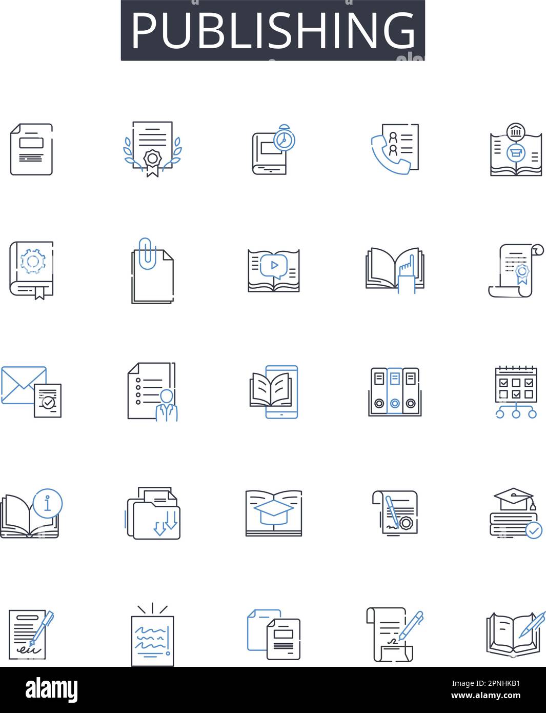 Publishing line icons collection. Integrity, Hsty, Ethical, Respect ...