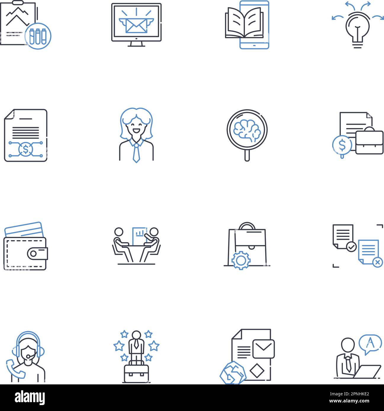 Human resource training line icons collection. Development, Leadership, Succession, Coaching ...