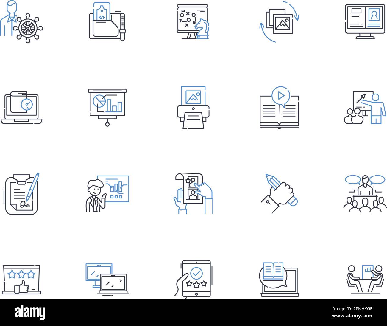 Briefing Line Icons Collection Instruction Communication Overview