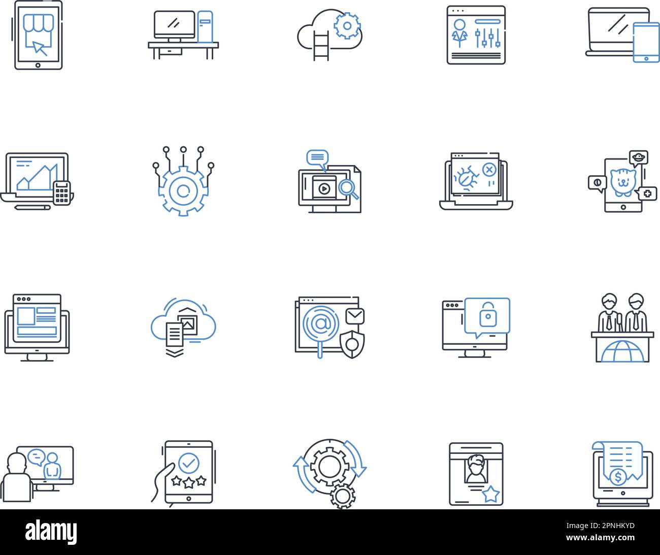 Entrepreneurial System Line Icons Collection Startup Innovation