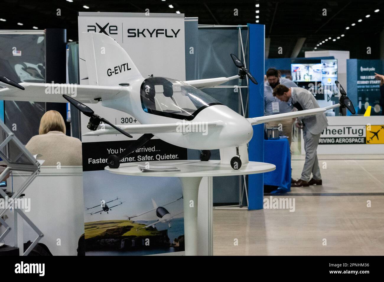 Skyfly Technologies stand at Sustainable Skies World Summit, Farnborough, UK, showcasing the ...