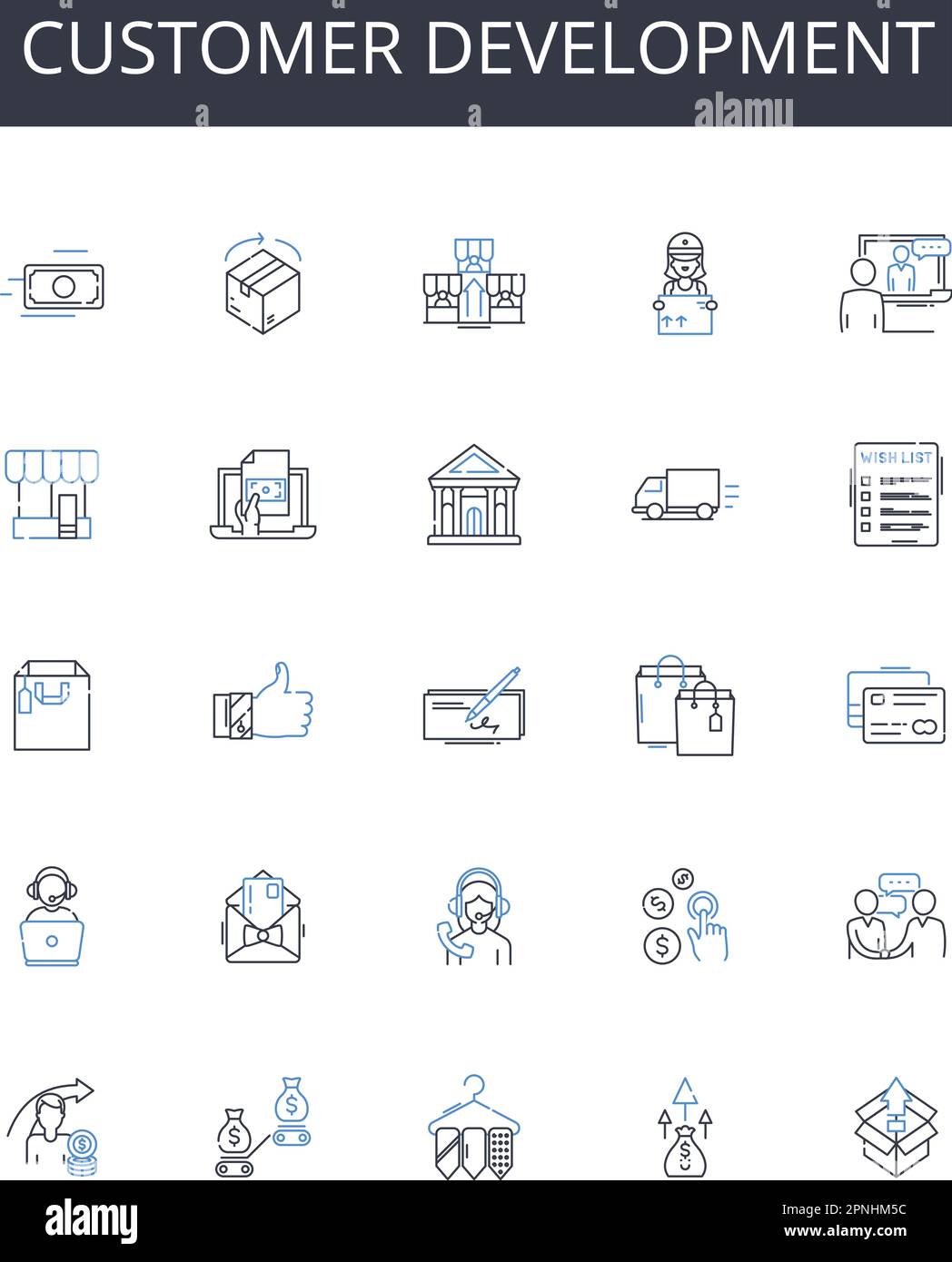 Customer Development line icons collection. Prestigious, Exclusive ...