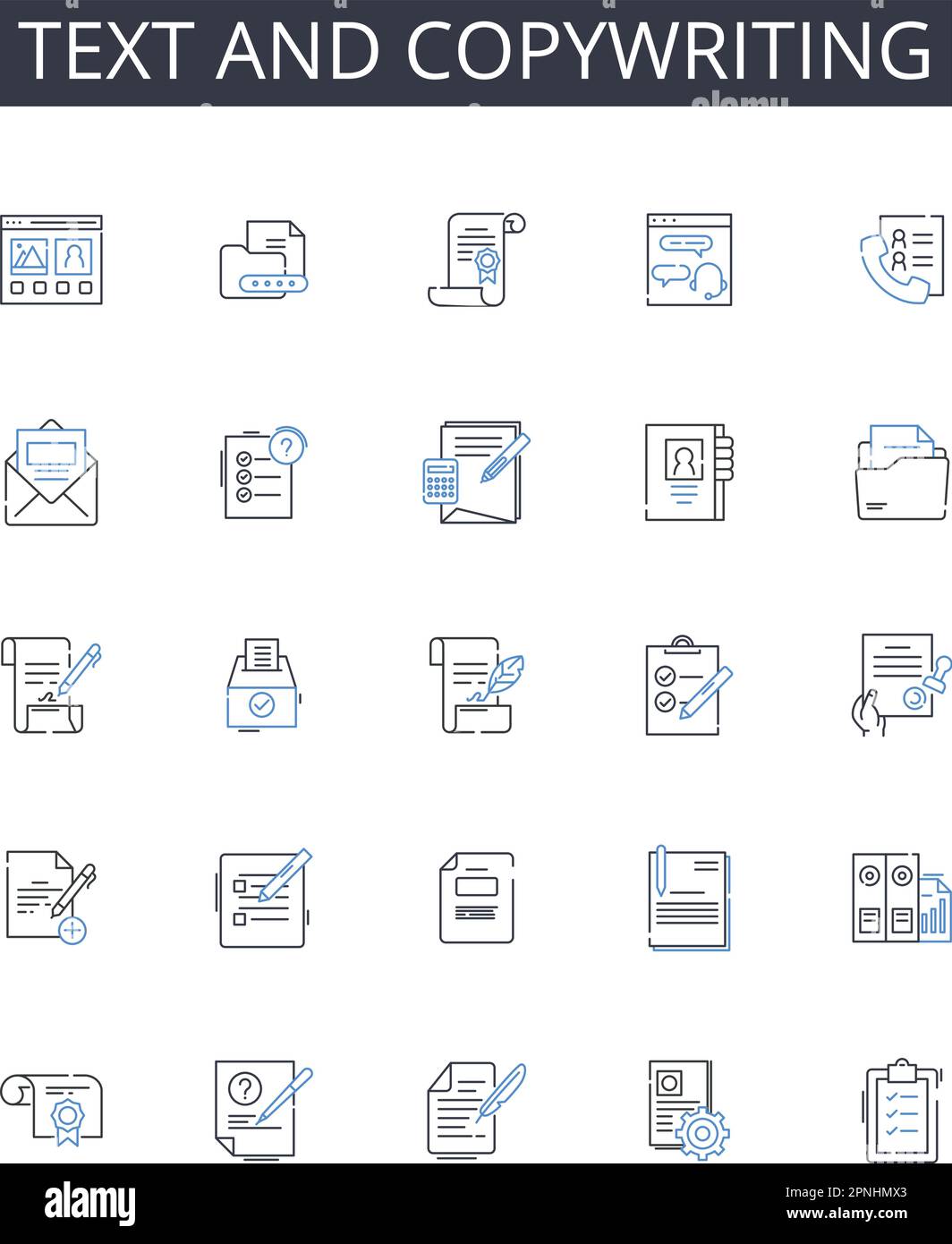 Text and copywriting line icons collection. Automation, Gig economy ...