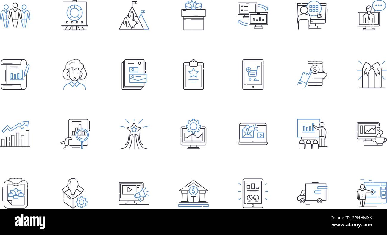 Market analysis line icons collection. Demographics, Psychographics ...