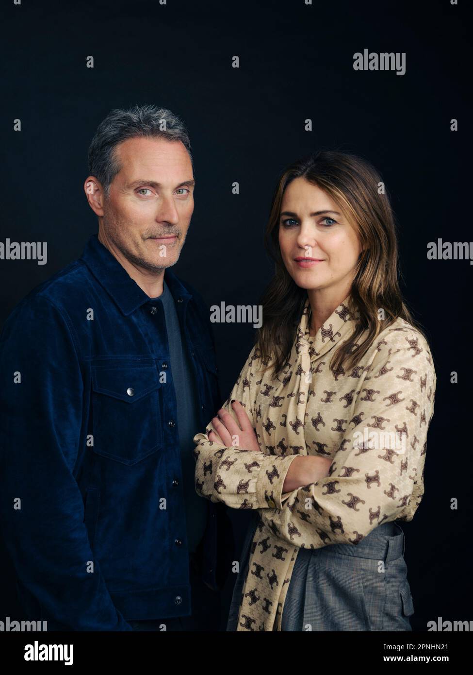Rufus Sewell, left, and Keri Russell pose for a portrait to promote ...