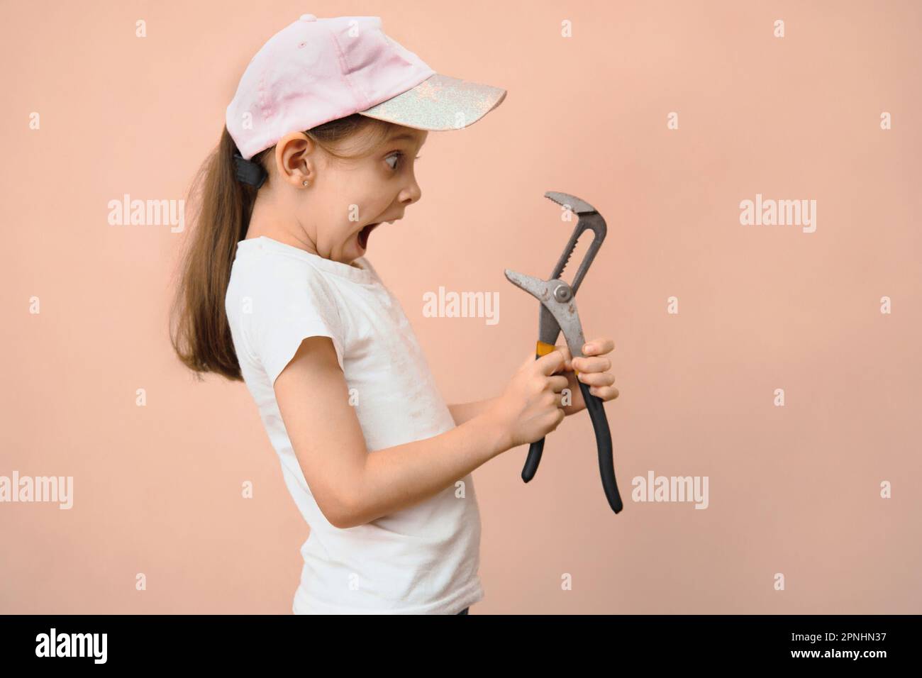 Children's imagination allows you to play with any objects Stock Photo ...