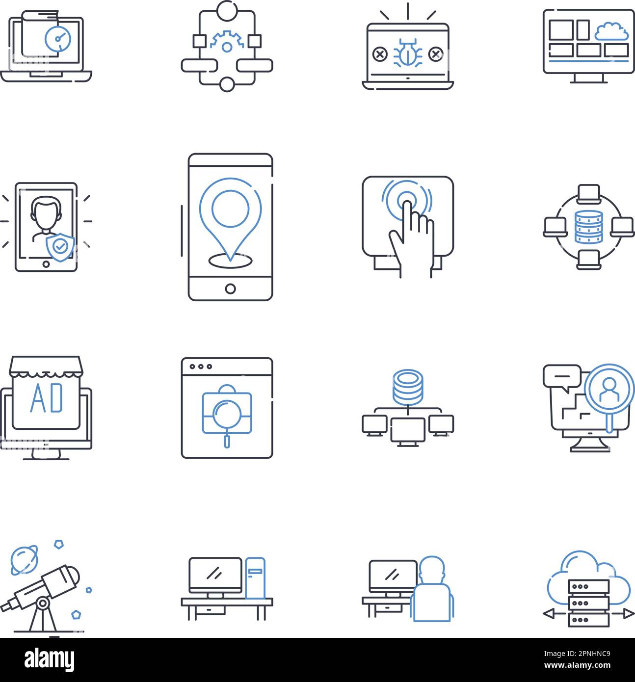 Monitor Line Icons Collection Display Screen Resolution Size Refresh Brightness Contrast