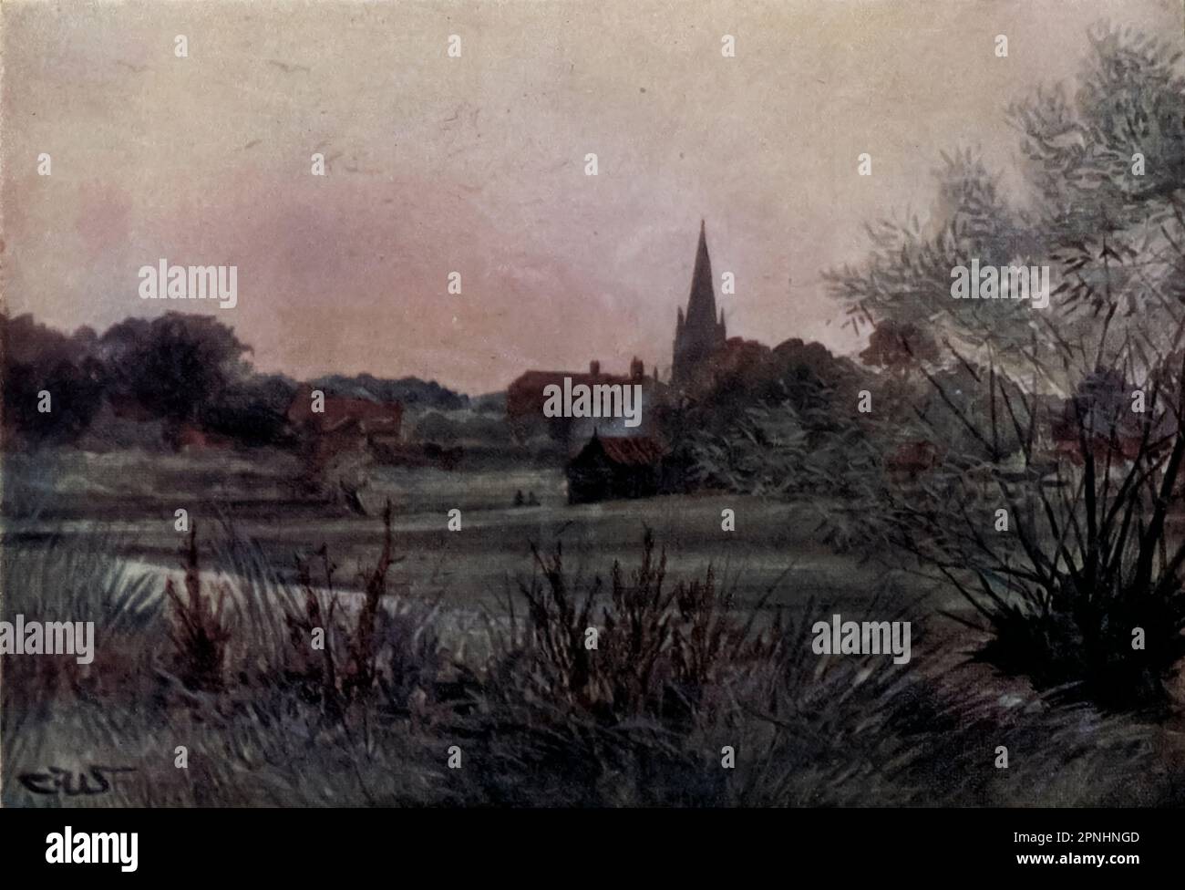 Scrooby at Eventide DRAWN BY CHARLES WHYMPER from the book ' Homes and ...