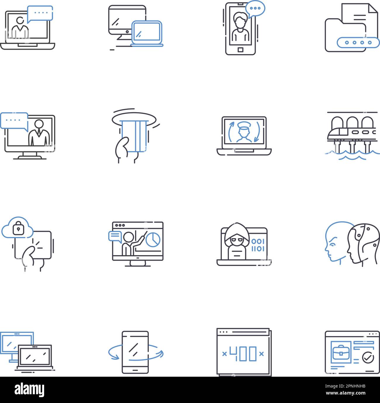 Cyber line icons collection. Security, Attack, Crime, Threat, Warfare ...