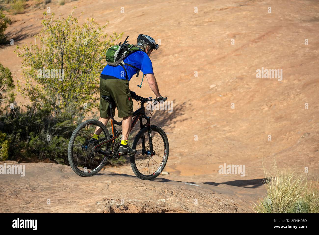 Mountain bike rider, Slickrock Trail, Sand Flats Recreation Area, Moab ...
