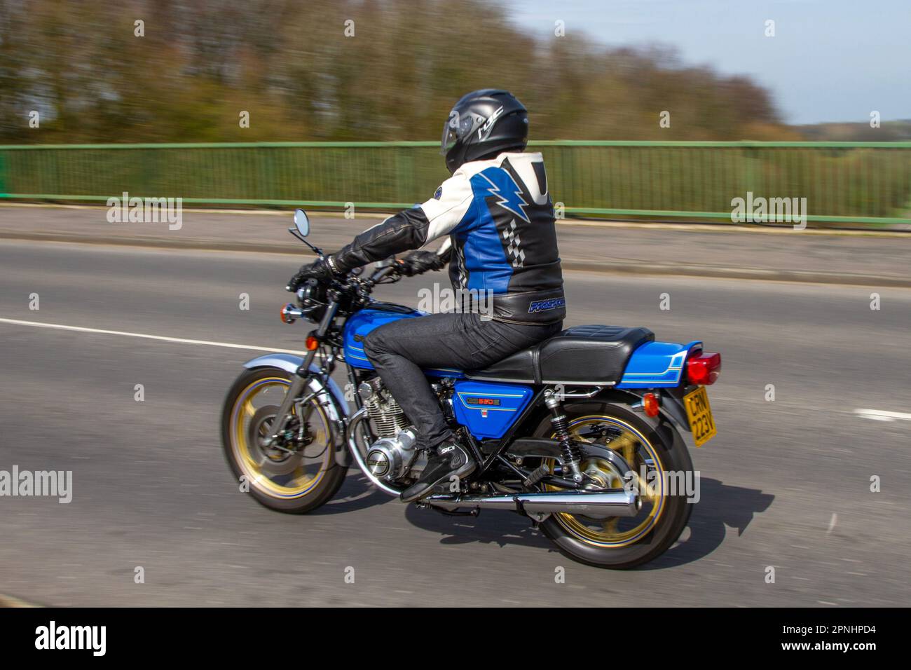 1980 80s eighties Suzuki Inline Four Blue Motorcycle Roadster Petrol ...