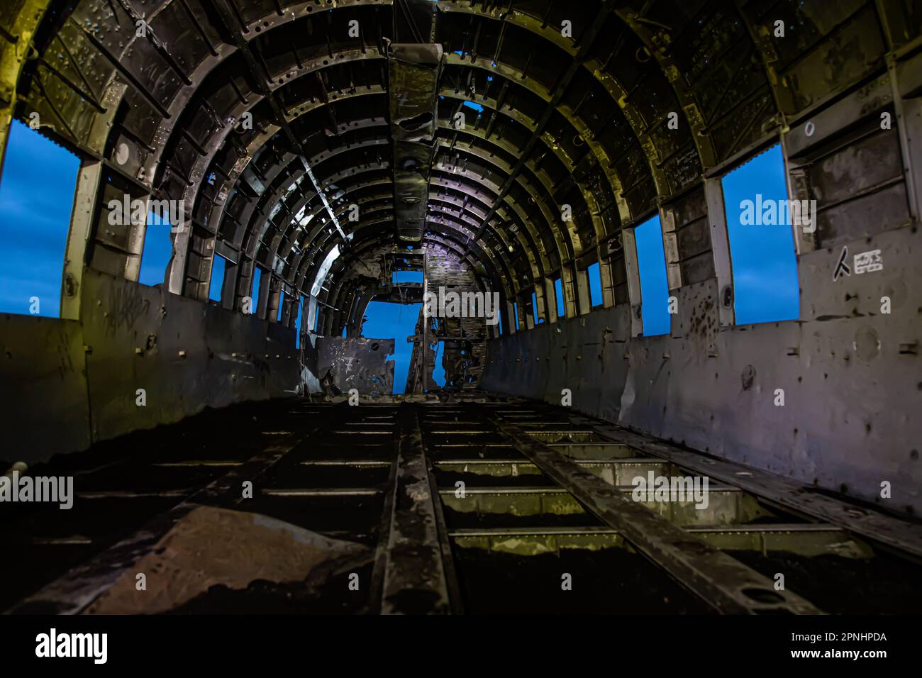 The internal of the old crashed plane wreck abandoned in a remoted ...
