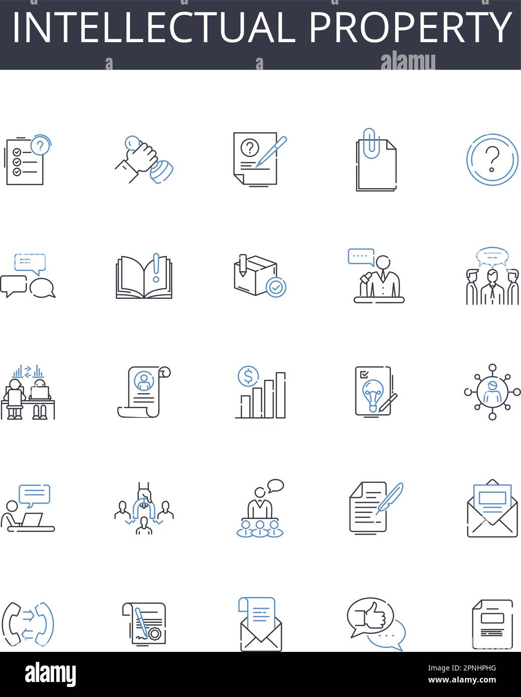 Intellectual property line icons collection. Dialogue, Communication ...