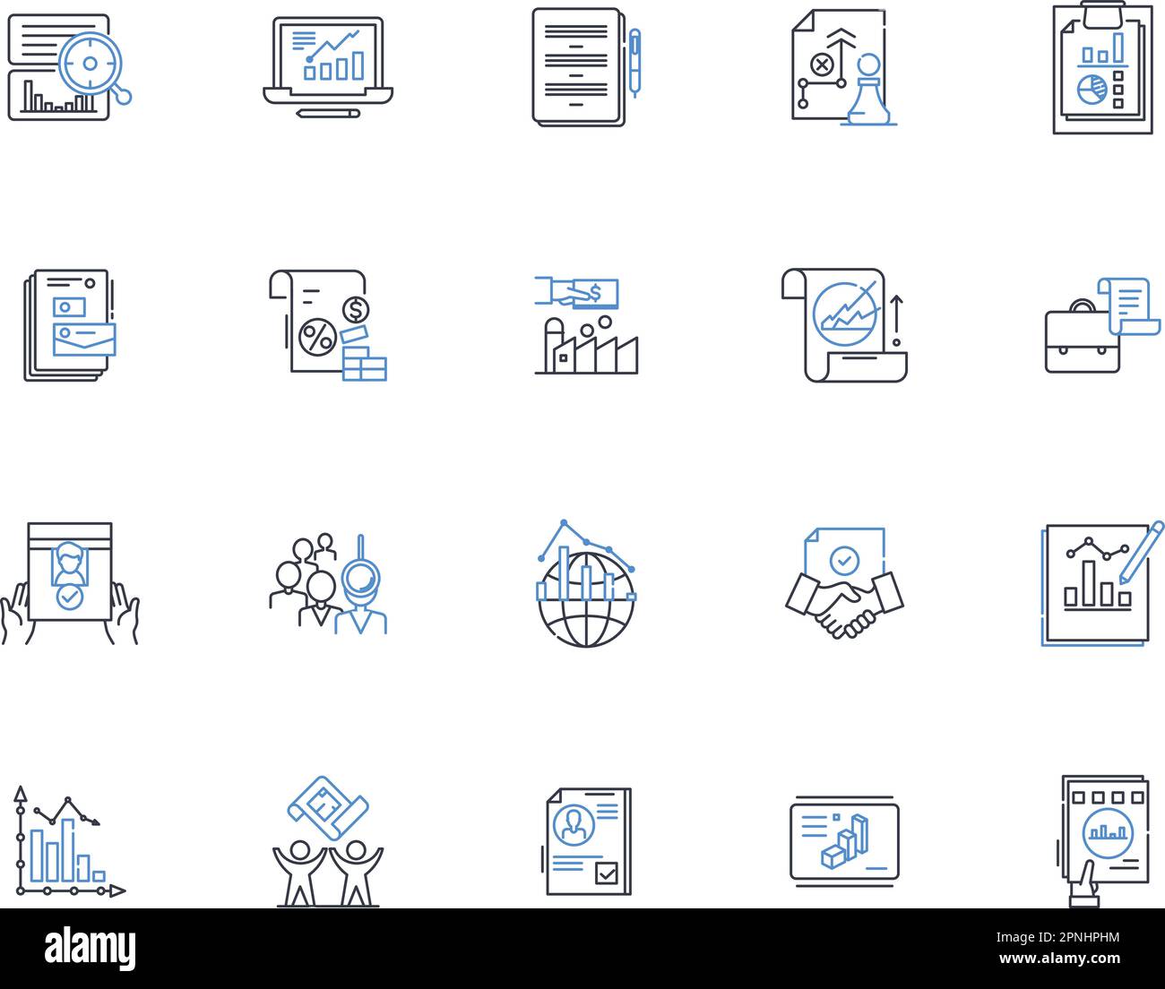 Review line icons collection. Analysis, Appraisal, Survey, Evaluation, Critique, Assessment ...