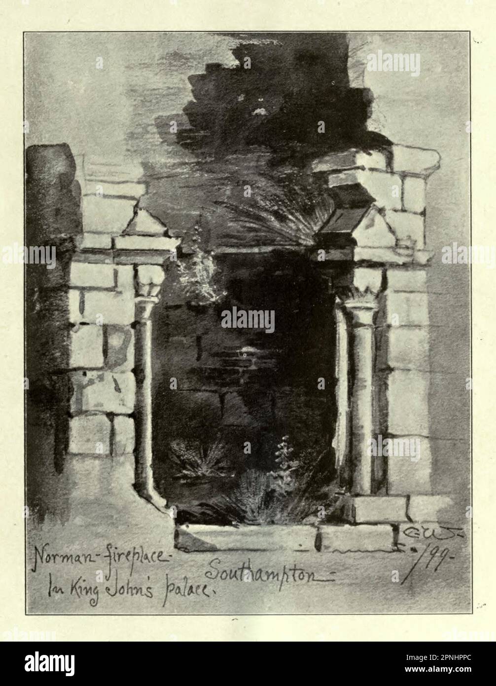 Norman Fireplace in King John's Palace, Southampton from the book ...
