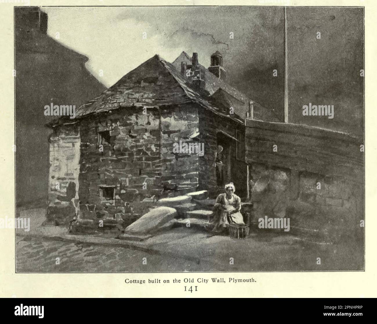 Cottage on the Old City Wall, Plymouth from the book ' Homes and haunts ...