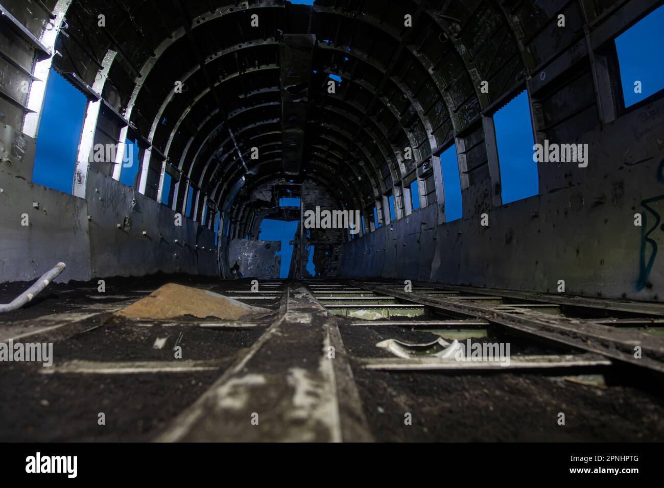 The internal of the old crashed plane wreck abandoned in a remoted ...