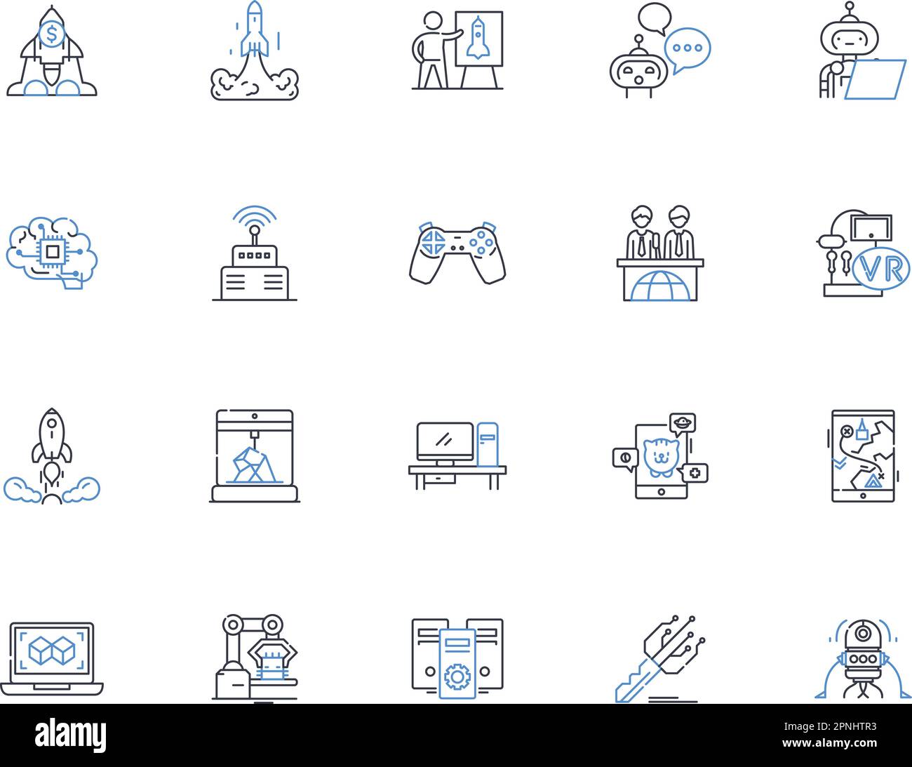 Cutting Edge Disruptions Line Icons Collection Blockchain Nanotechnology Augmented Reality