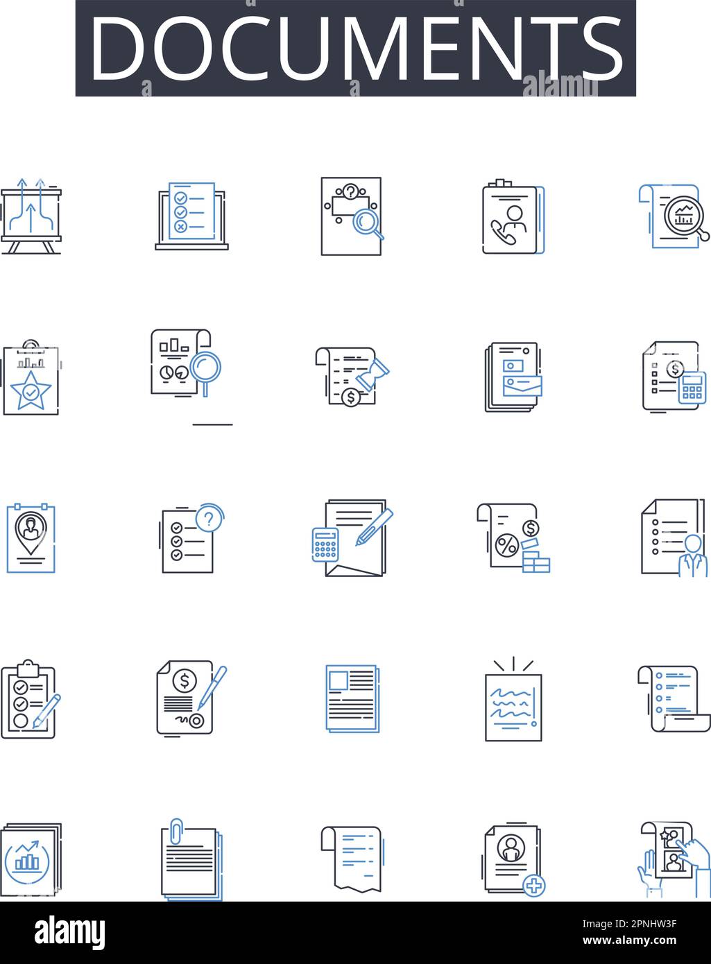 Documents Line Icons Collection Encryption Firewall Privacy Hackers Breach Cybercrime