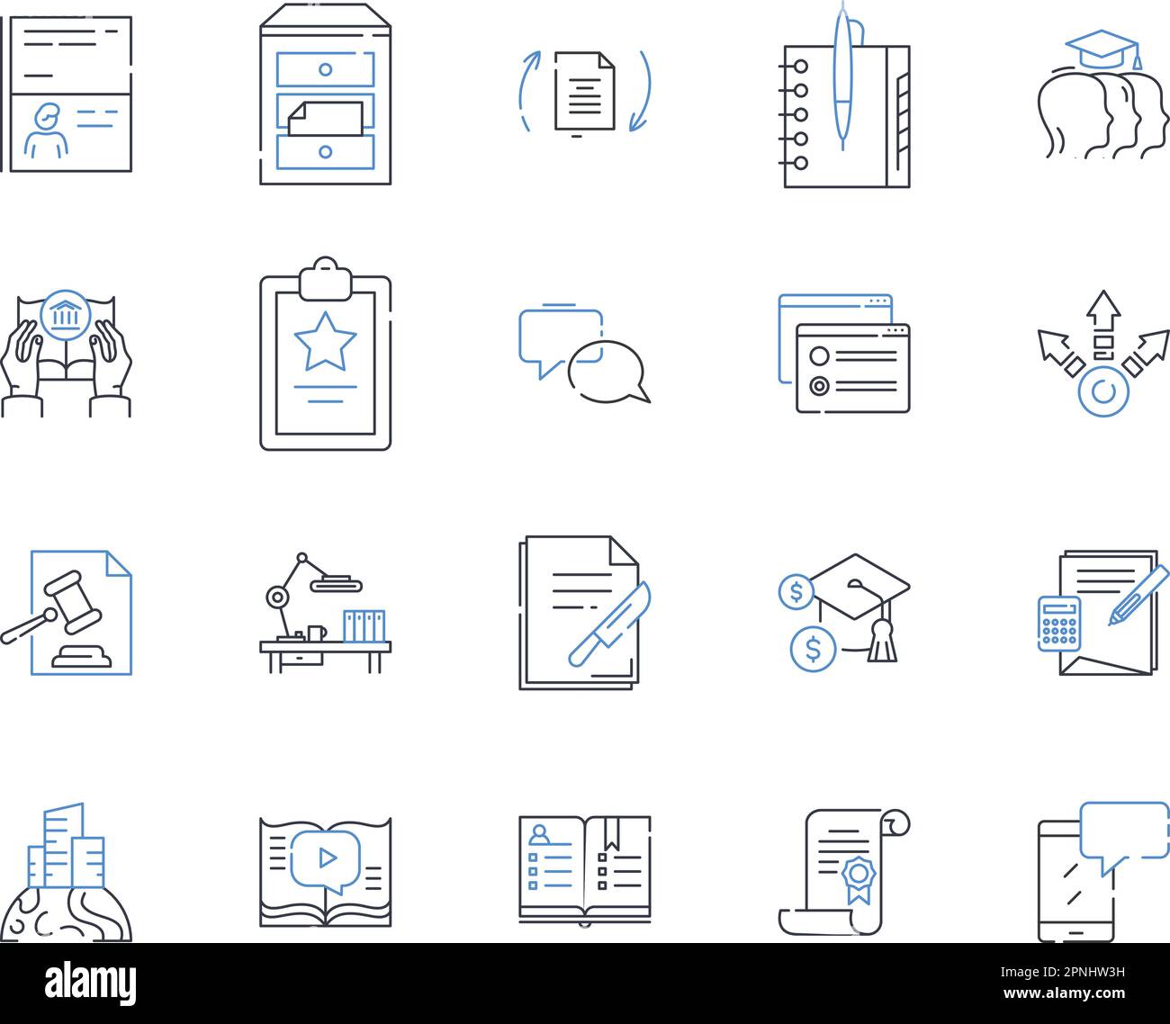 Writing implements line icons collection. Pen, Pencil, Marker ...