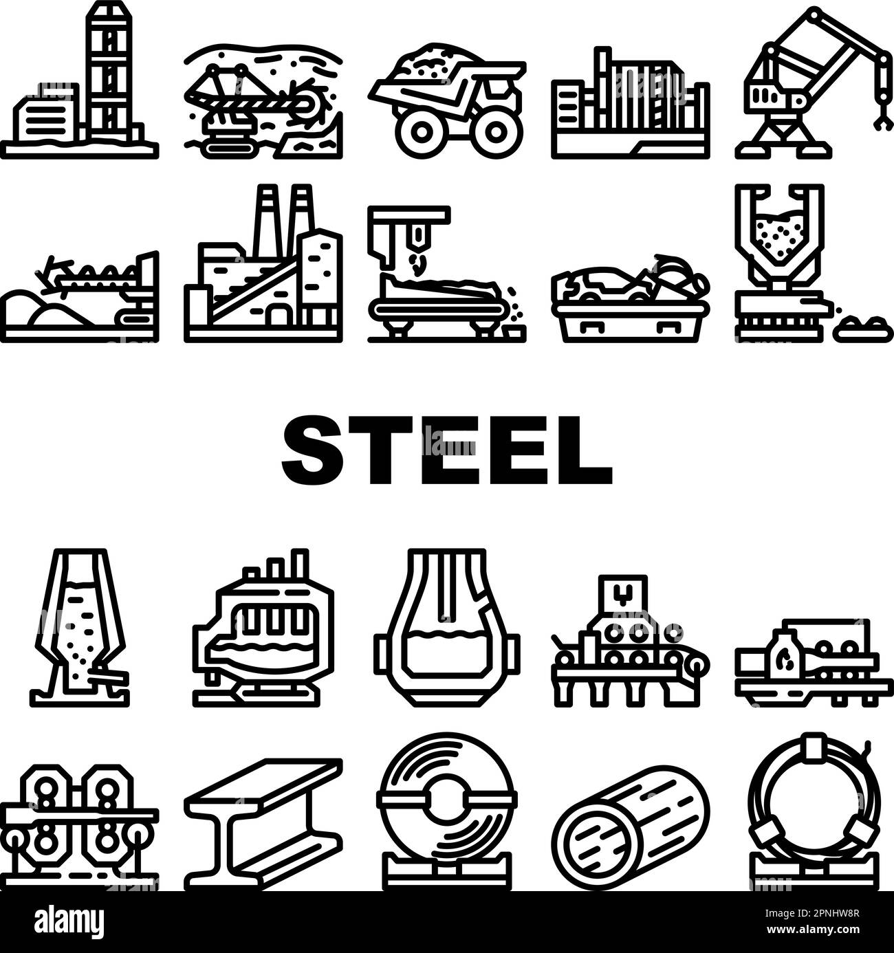 steel production industry metal icons set vector Stock Vector Image & Art - Alamy