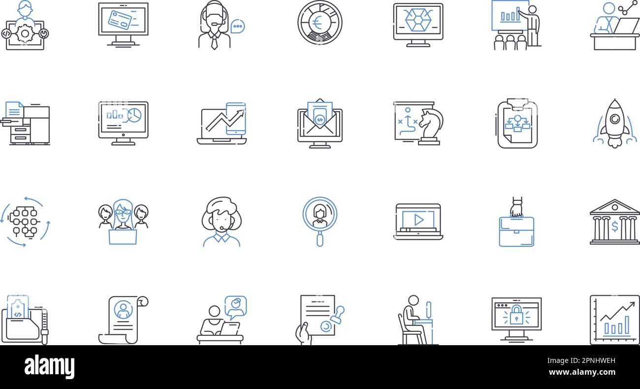Corporate compound line icons collection. Business, Office, Complex ...