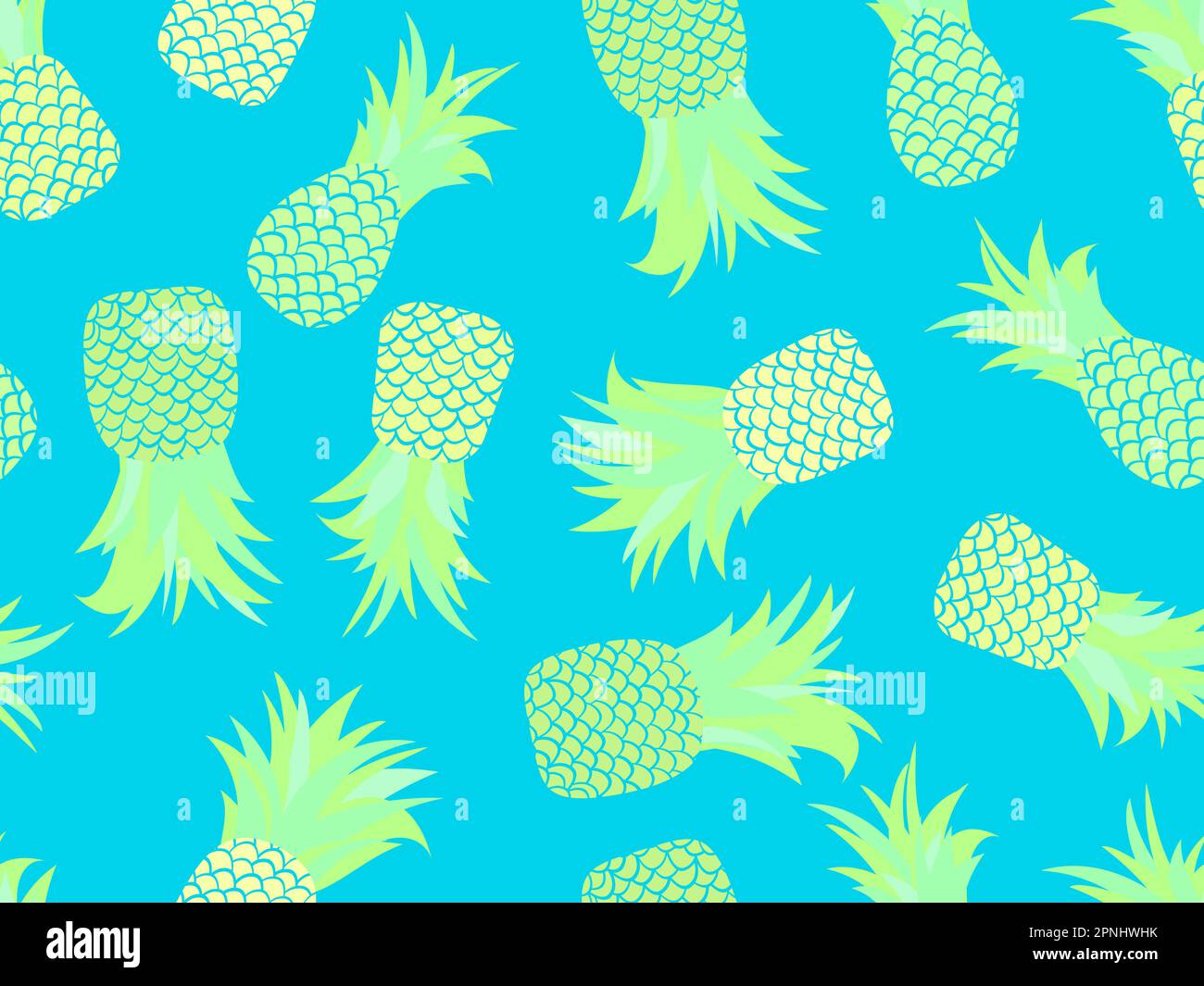 Pineapple seamless pattern. Summer fruit pattern. Pineapple fruit on blue background. Tropical ...