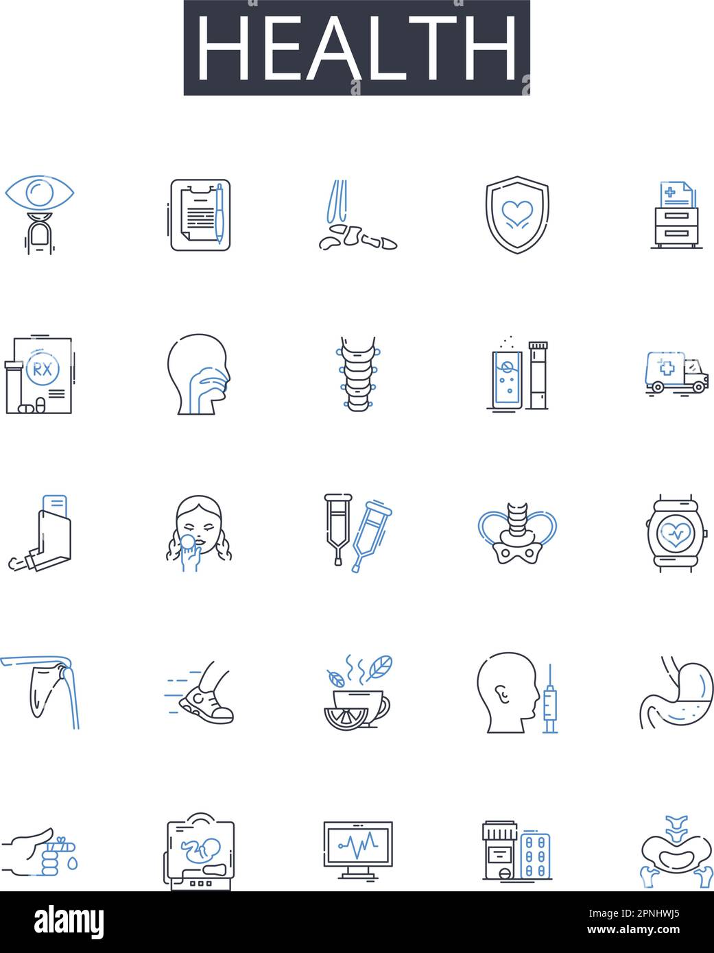 Health line icons collection. Fitness, Wellbeing, Vigor, Strength ...