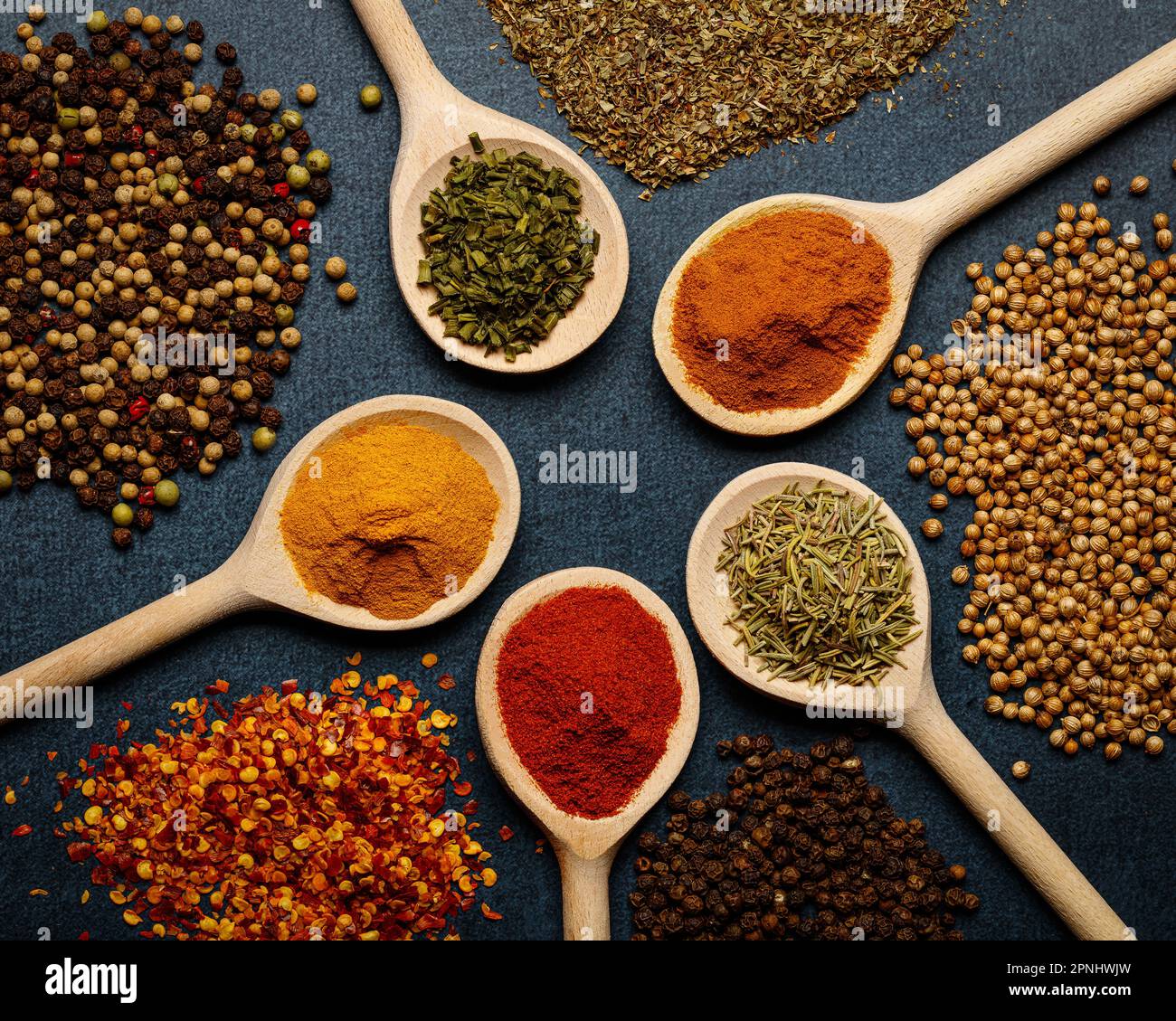 Group mix spices paprika hi-res stock photography and images - Alamy