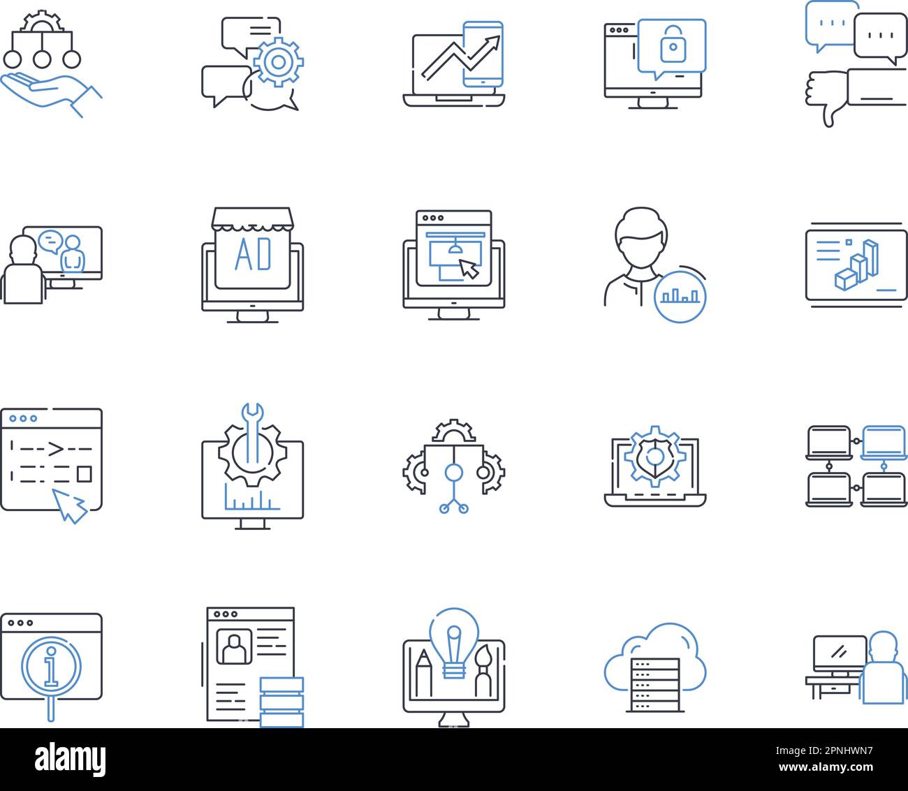 Information System Line Icons Collection Database Query Integration