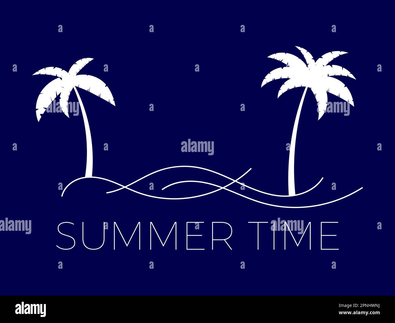 Line landscape outline with palm trees. Summer time. Landscape with ...