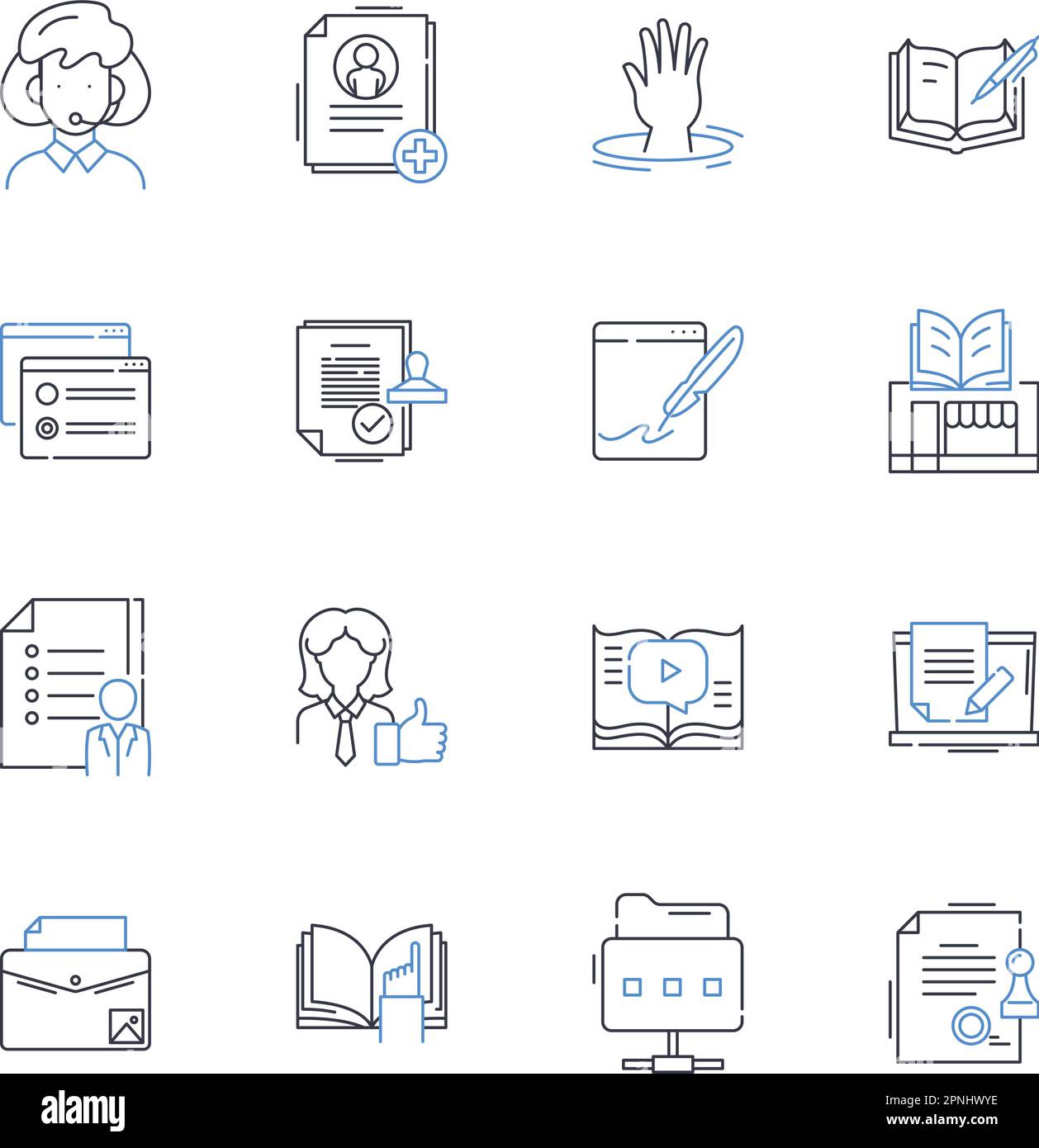 Archives and technology line icons collection. Digitization ...