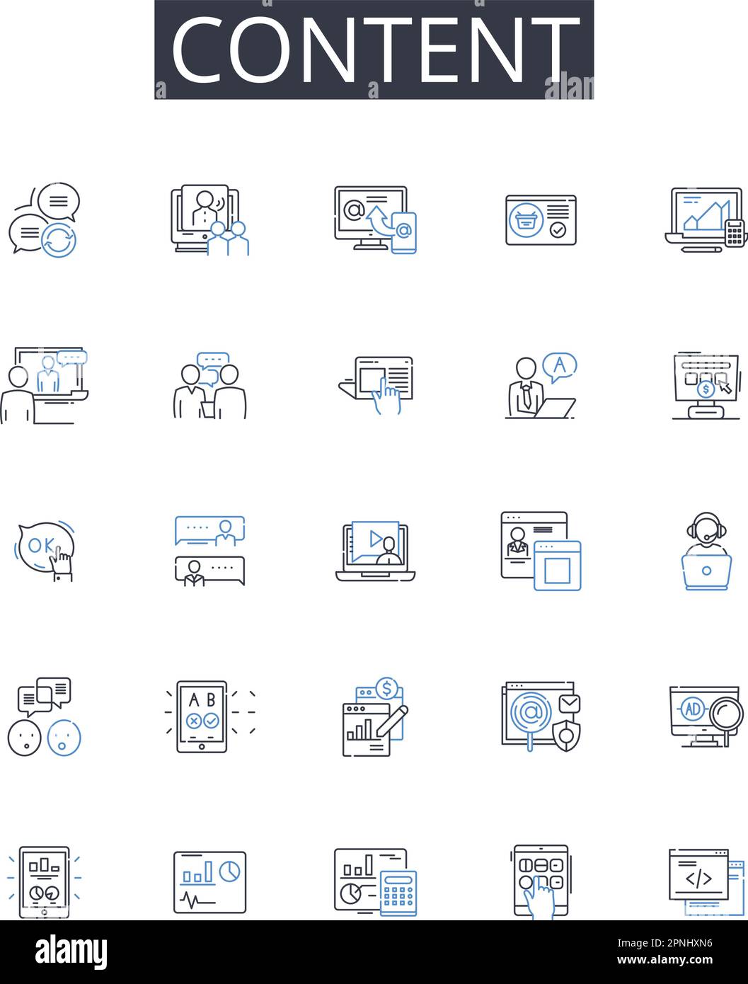 Content line icons collection. Substance, Material, Information ...