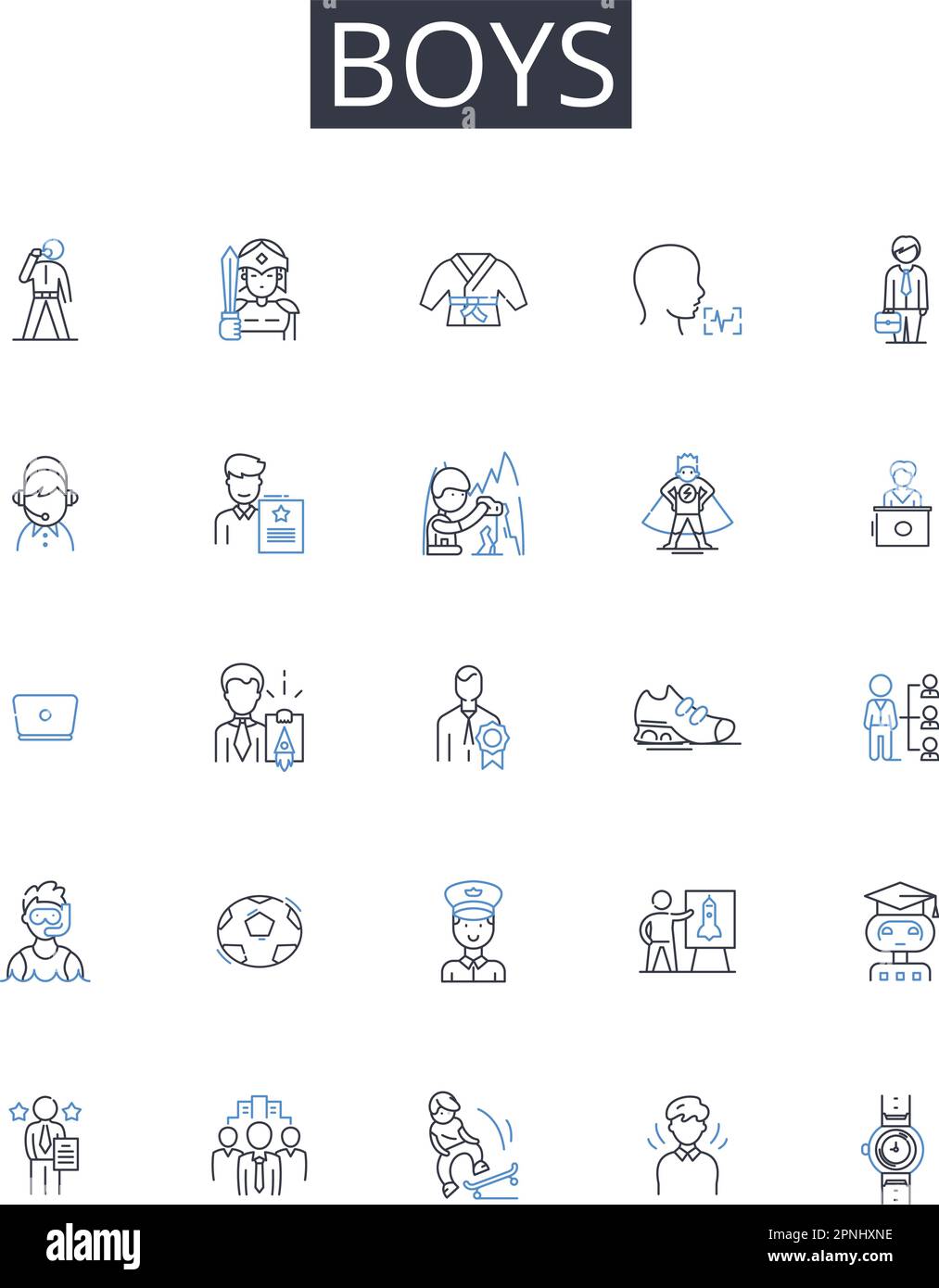 Boys line icons collection. Employees, Executive, Management, Staff ...