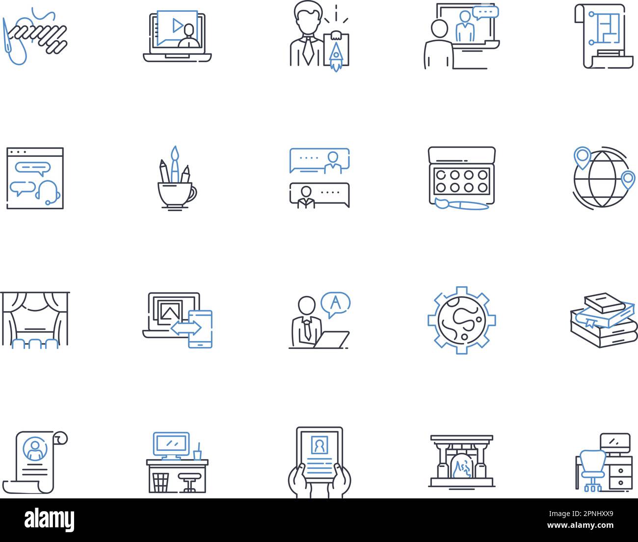 Digital nomad line icons collection. Location-independent, Remote ...