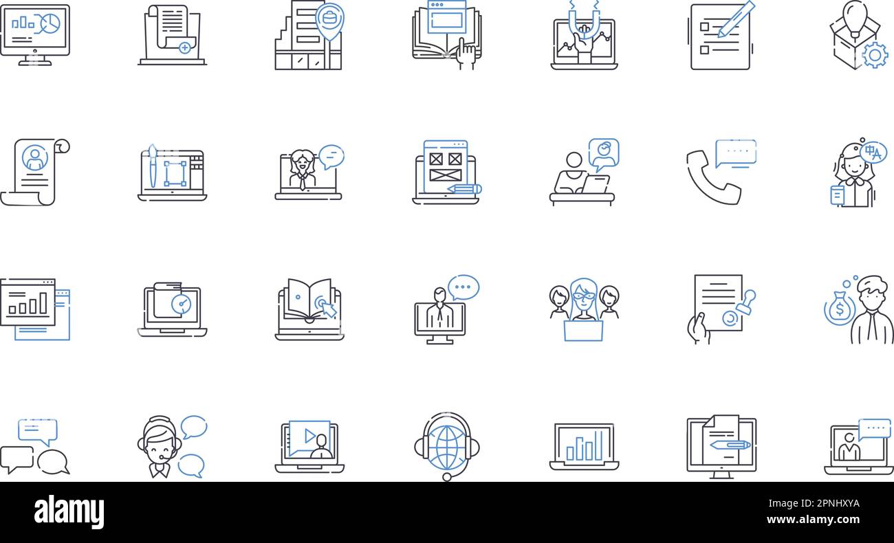 Teleworking Line Icons Collection Remote Virtual Online Work From Home Telecommuting