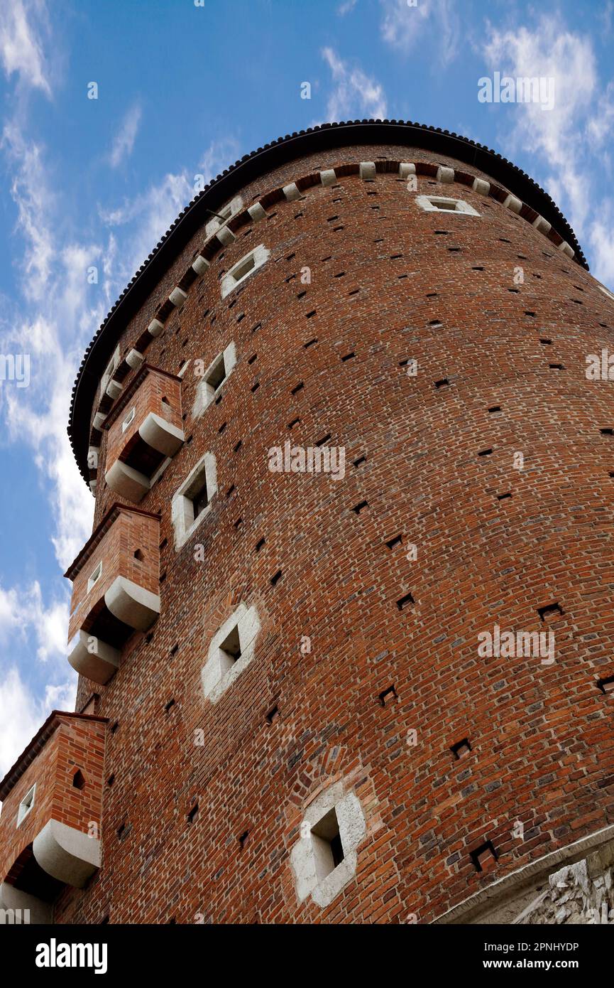 Red Brick Curved Wall of the Wawel Castle Baszta Sandomierska in Krakow ...
