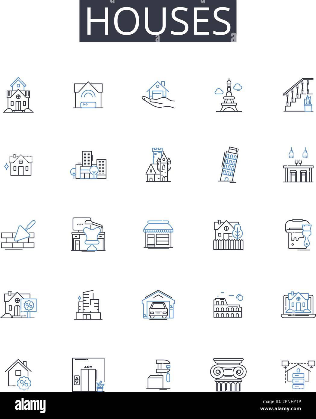 Houses line icons collection. Residences, Dwellings, Abodes, Homesteads ...
