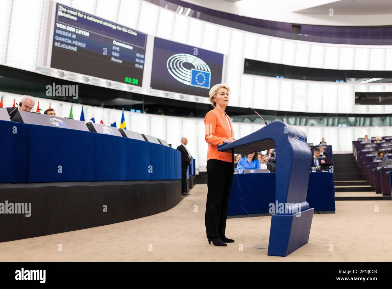 18 April 2023, France, Straßburg: In the dispute over cheap grain from ...