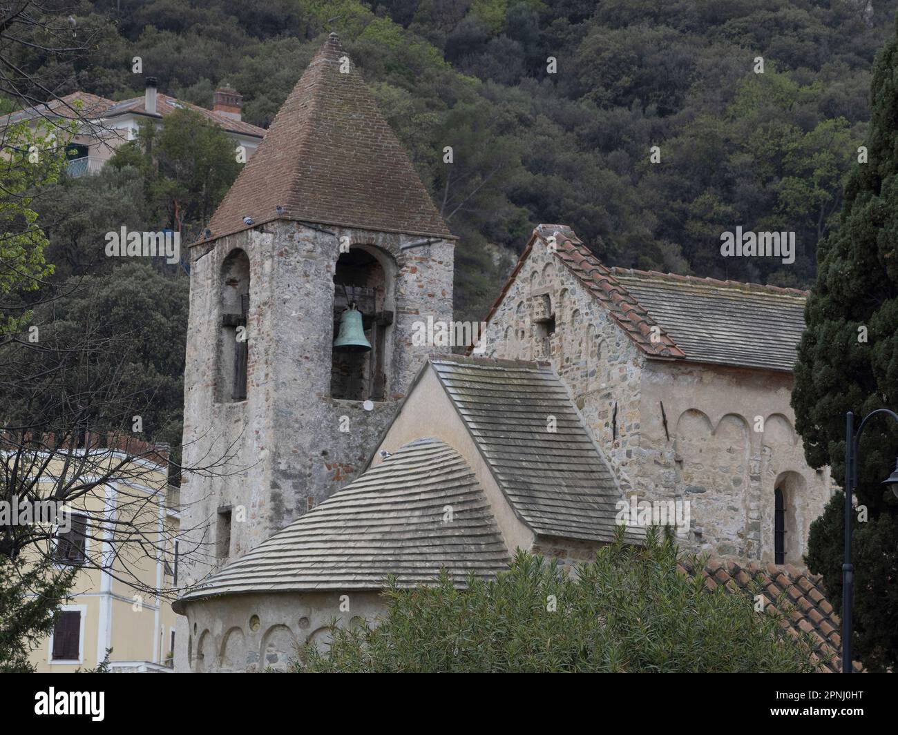 San Paragorio church Old noli medieval village liguria italy Stock ...