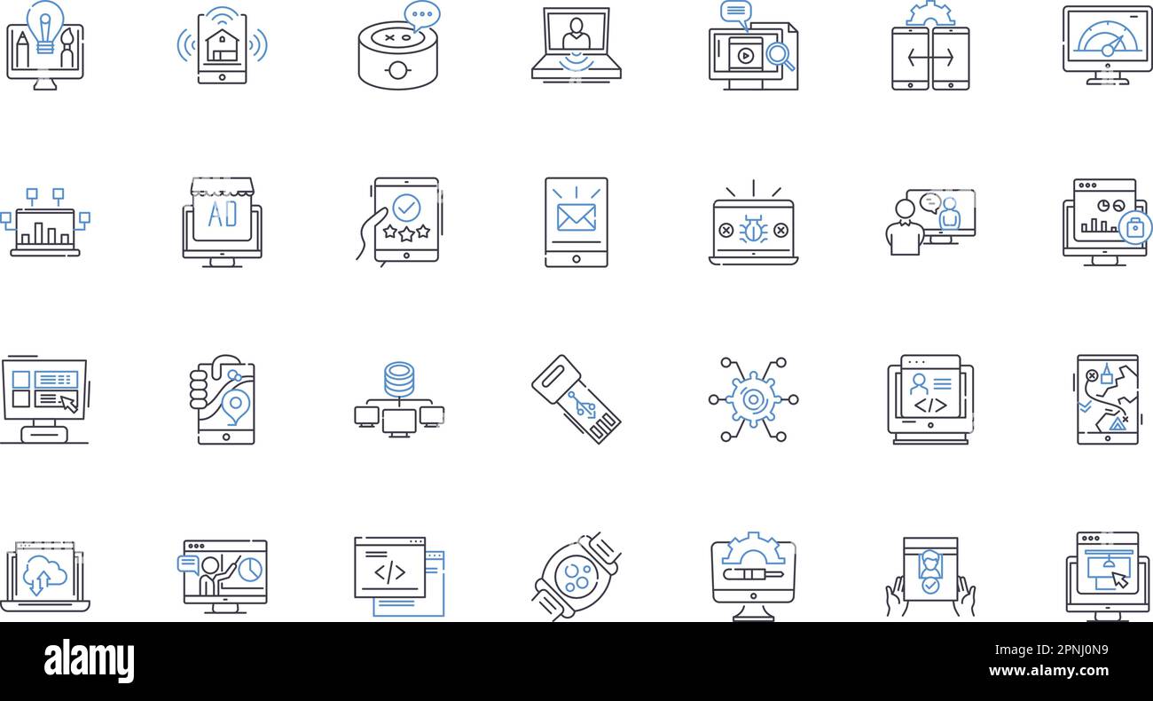 Automation technology line icons collection. Robotics, Mechanization ... Automation technology line icons collection. Robotics, Mechanization ...
