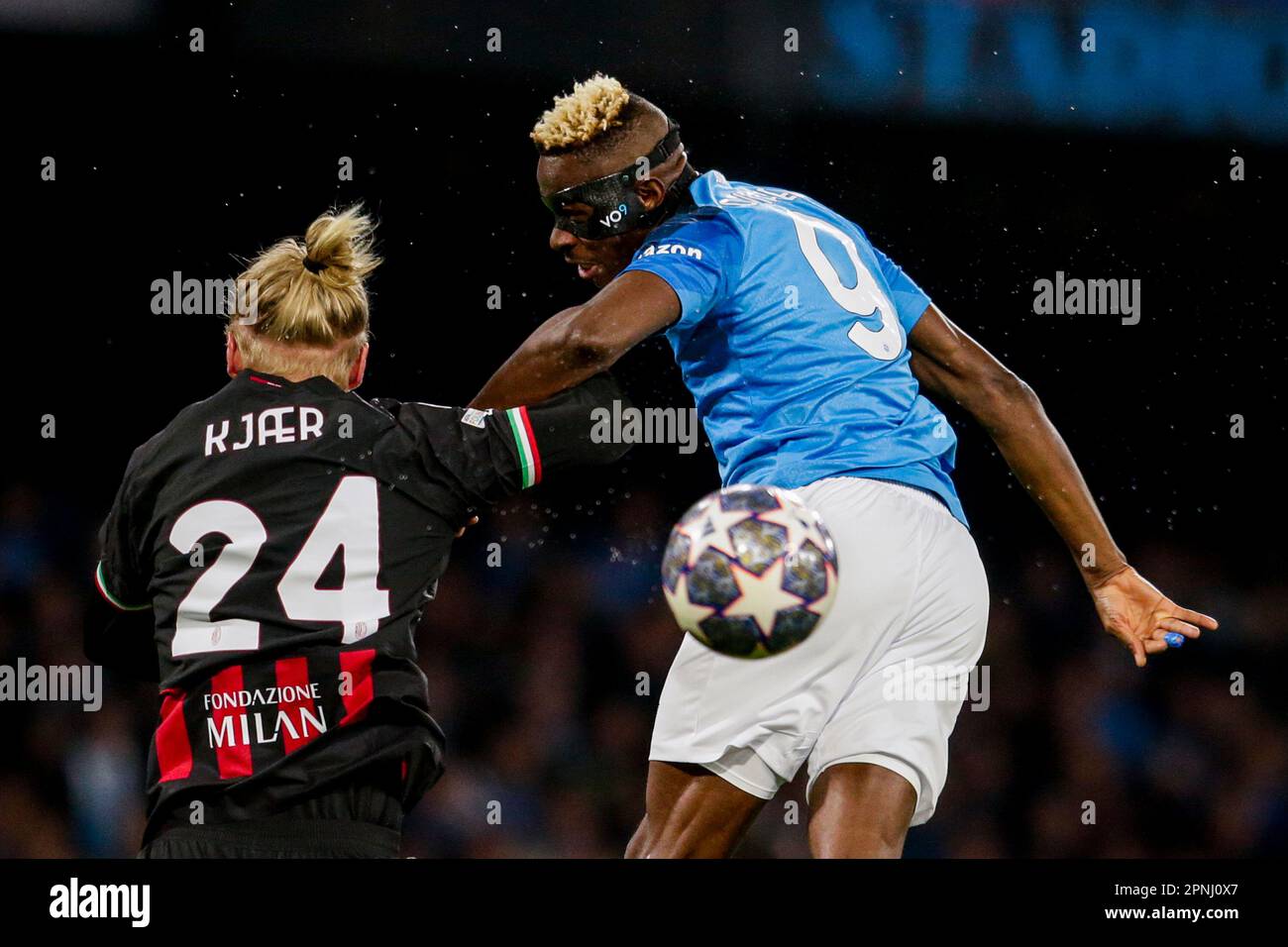 SSC Napoli's Nigerian striker Victor Osimhen challenges for the ball ...