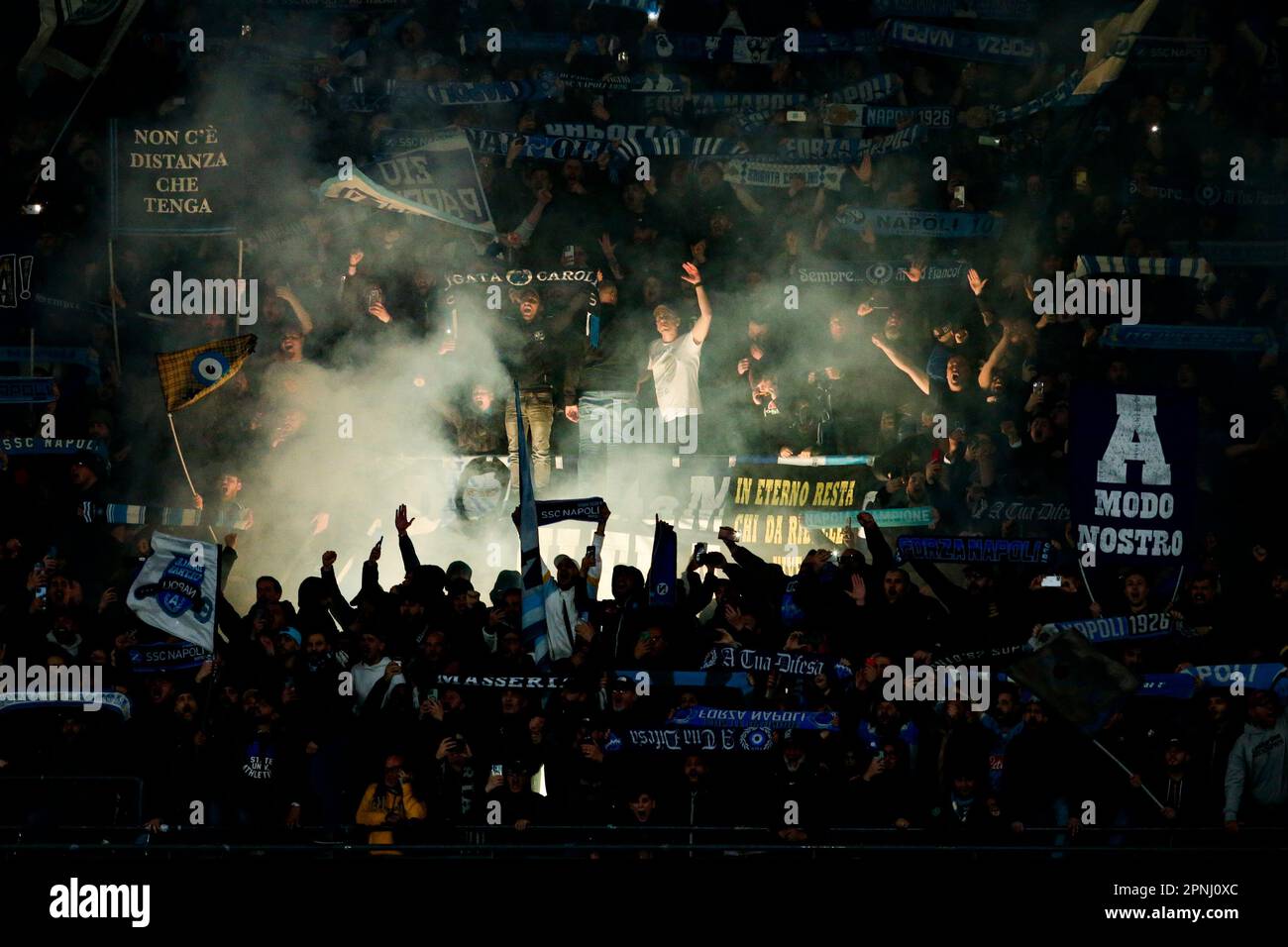 Ultras SSC Napoli during UEFA Champions League quarter-final return ...