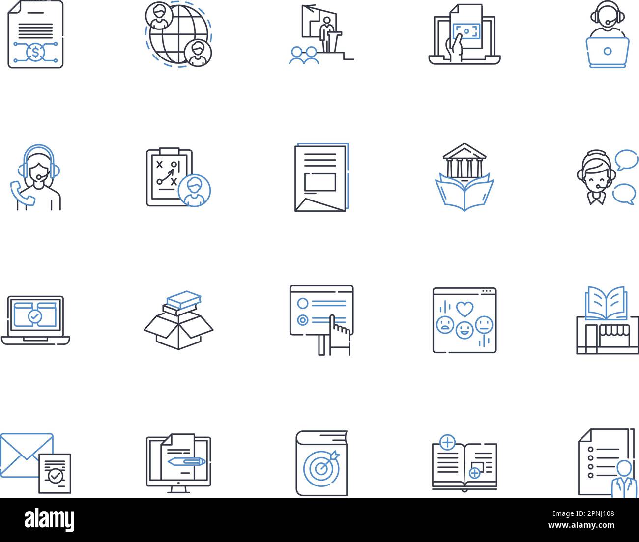 Organizational studies line icons collection. Leadership, Management ...